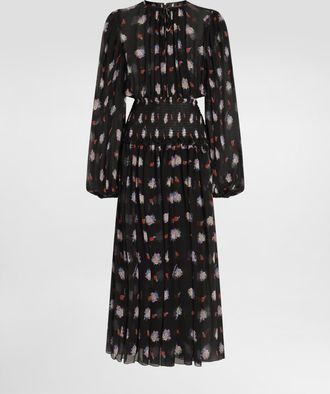 Dolce & Gabbana Langes Kleid Aus Chiffon Mit Bl&uuml;mchen-print - Frau Kleider Mehrfarbig 38