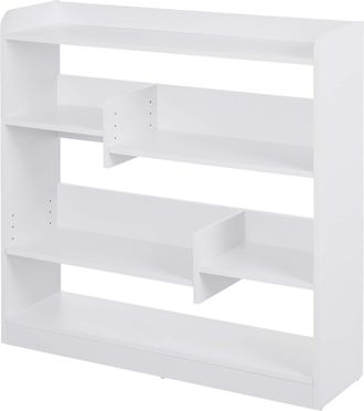HOMCOM B&uuml;cherregal Aufbewahrungsm&ouml;bel Abm. 90L x 24l x 91H cm 4 Ebenen 3 R&uuml;ckw&auml;nde Spanplatte Wei&szlig;