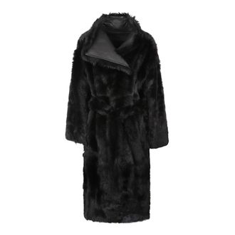 Yves Salomon Wendbarer Lammfell-Wickelmantel - - Coats - Damen - Schwarzk - M