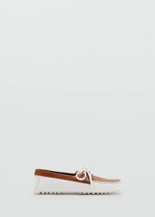 Mango Chaussures bateau cuir multicolores blanc - Femme - 36 - MANGO