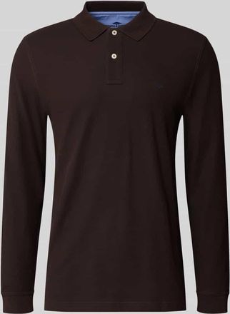 Fynch-Hatton Regular Fit Langarm-Poloshirt mit Label-Stitching