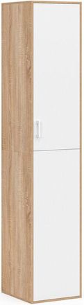 IDMarket Büroschrank 180 cm multifunktional SYLVIA weiß und Holz 1 Tür 3 Regale