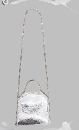 Stella McCartney Womens Handbag Falabella Micro Silver Polyester Handbags Hand Bags