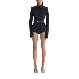 MUGLER Nadelstreifen-Shorts - - Jumpsuits & Playsuits - Damen - Schwarzk - M