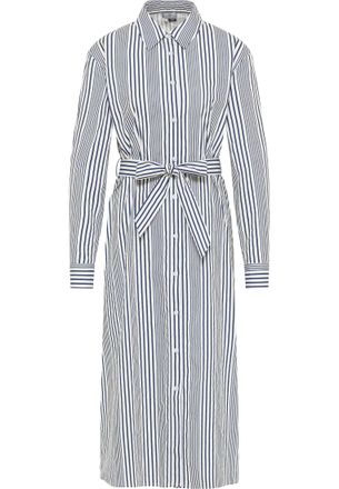 Dreimaster Dreimaster Hemdblusenkleid Damen Wollwei&szlig;/Marine