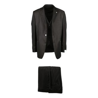 Luigi Bianchi Mantova Giacca Lam&egrave; Stondata - - Suits - Herren - Braun - L