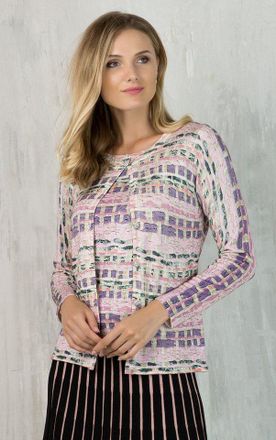 Passioni Cardigan Twinset mit strukturiertem Trompe Loeil Webmuster