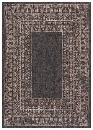 Safavieh Zeitgenössische Teppich für Wohnzimmer, Esszimmer, Schlafzimmer - Courtyard Collection, Kurzer Flor, Schwarz und natürlich, 201 X 290 cm