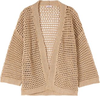 Oltre Femme, Pulls, Beige, Taille: 42/44 FR Cardigan Perfor&eacute; en M&eacute;lange de Coton
