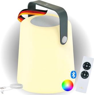 Schwaiger Bluetooth Lautsprecher mit Licht Tischlampe Garten Lampe Outdoor Aussenbereich Speaker tragbar 10W mit 2000 mAh Akku Fernbedienung Ladekabel IP44 RGB 