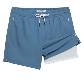 Maamgic Herren Badehose mit Kompression Badeshorts 2 in 1 | 14cm Innenl&auml;nge Schnelltrocknend l&auml;ssige Swim Shorts Kurz Boardshorts mit Innenhose Rei&szlig;verschluss