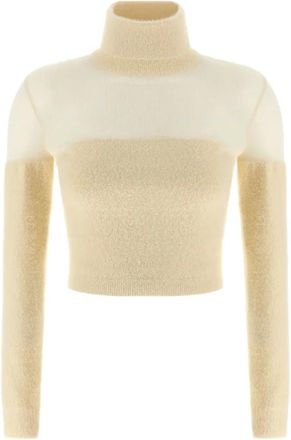 Elisabetta Franchi Femme, Pulls, Beige, Taille: 40 FR Maglia Tricot Milk