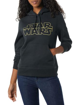 Amazon Essentials Disney | Marvel | Star Wars | Princess Damen Fleece-Kapuzenpulli (in Übergröße erhältlich), Star Wars Logo, 4XL Große Größen