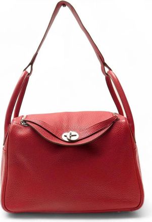 Herm&egrave;s Crossbody Bags - HERMES LINDY 30 HANDTASCHE AUS CLEMENCE-LEDER ROT - Gr. unisize - in Rot - f&uuml;r Damen
