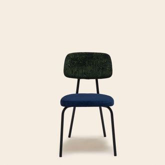 Madura Chaise Ysabeau Klark bleu nuit et vert olive - BLEU