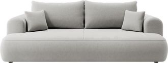 Selsey Selsey - Dreisitzer-Schlafsofa Ovo mit Beh&auml;lter aus grauem Velours und pflegeleichtem Stoff