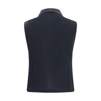 Saint Laurent Cassandre Sleeveless Polo - Black