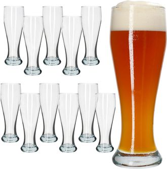 MamboCat 12er Set Sepp Weizenbiergl&auml;ser klar 0,5L geeicht I 12 Personen I klassisches Wei&szlig;bier-Glas mit schlanker Form I Hefeweizen I f&uuml;r Daheim, Gastro, Hotel