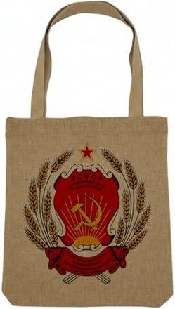 Fabulous Sac Shopping Tote Bag Aspect Lin - Ecusson Partie Communiste URSS Russie Vintage - Sac de Courses Toile Epaisse 360g Beige Naturel Cabas Port&eacute; Epaule 