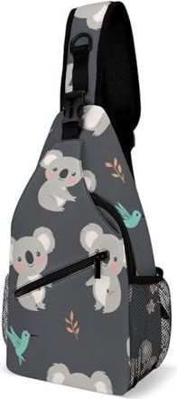 Generic Sacoche Tactique Koala mignon de dessin anim&eacute; &agrave; fleurs Antivol Sac &agrave; Bandouli&egrave;re Polyester Sac &agrave; Dos De Voyage pour Randonn&eacute;e Voyage Femme