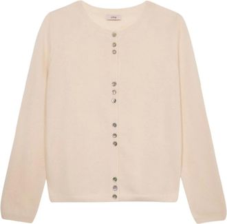 Oltre Femme, Pulls, Blanc, Taille: 38/40 FR Cardigan en pur cachemire
