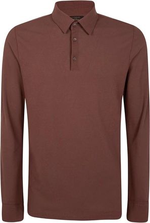 Zanone Homme, Tops, Brun, Taille: L Polo &agrave; manches longues IceCotton