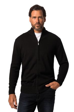 JP1880 Herren gro&szlig;e Gr&ouml;&szlig;en &Uuml;bergr&ouml;&szlig;en Menswear L-8XL bis 7XL, Strickjacke, Cardigan mit Stehkragen, Zipper, Rippb&uuml;ndchen, schwarz 2XT 717032130-2XT