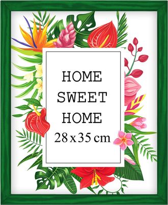 MG Design Grün Bilderrahmen 28 x 35 cm - Aus echtem Holz mit Acrylglas, zum Aufhängen & Aufstellen, für Fotos, Poster & Puzzle