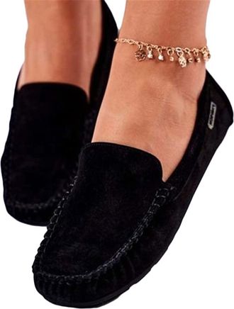 ORANDESIGNE Damen Mokassins Bootsschuhe Wildleder Loafers Freizeitschuhe Flache Fahren Halbschuhe Casual Slippers Bootsschuhe Loafers Fahren Flache Schuhe Halbsch