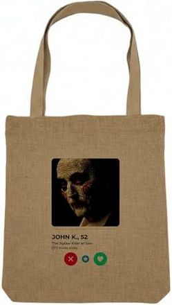 Fabulous Sac Shopping Tote Bag Aspect Lin - John K. Jigsaw Film Horreur R&eacute;seau Social Rencontre Amour - Sac de Courses Toile Epaisse 360g Beige Naturel Cabas P