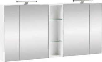 Schildmeyer Doppelspiegelschrank Roma 701979, wei&szlig; Glanz, 141,6 x 16 x 76,7 cm