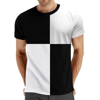 Generic T-shirt pour homme - Couleur pure - Col rond - Manches courtes, Blanc., 3XL