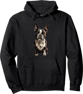 Whyitsme Design Brindle Boston Terrier Hund Illustration Pullover Hoodie