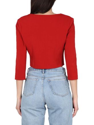 Acne Studios Wool-Blend Square Neck Blouse - Red