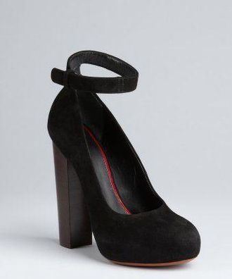 Celine New CELINE Phoebe Philo Suede Platform Ankle Strap Pump Heel Size 37