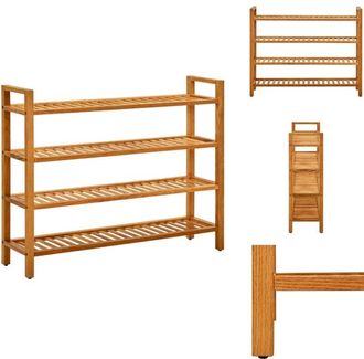 vidaXL Vidaxl - Schuhregal mit 4 Etagen 100x27x80 cm Massivholz Eiche - Schuhregal - Schrank - Eichenholzm&ouml;bel - Garderobe - Einbauschrank