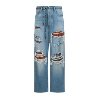 Amiri Flannel Repair Baggy Jean - - Jeans - Herren - Blau - W32