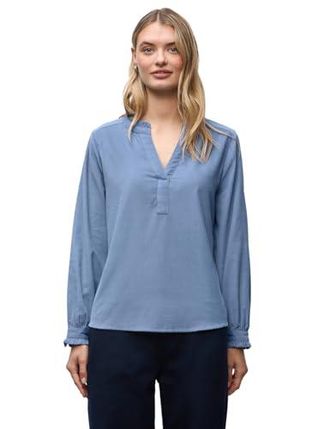 Street One 3412452 Chemisier en Velours côtelé à Volants, Overcast Blue, 38 Femmes