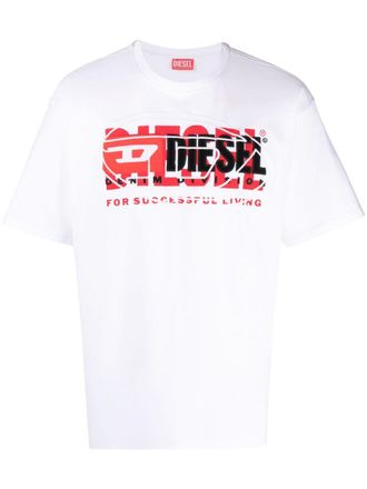 Diesel t-shirt en coton &agrave; logo brod&eacute; - Blanc