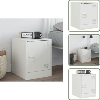 vidaXL The Living Store - Nachttisch Wei&szlig; 34,5x39x44 cm Stahl - Nachttisch - Wei&szlig;er Nachttisch - Schlafzimmerm&ouml;bel - Kommoden - Sideboard