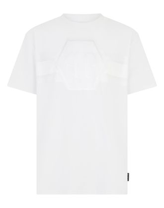 Philipp Plein Round Neck T-Shirt Jacquard Hexagon Line