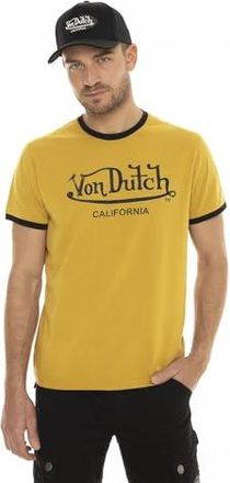 Von Dutch Tee Shirt Homme Coton, T Shirt Homme Blast, Col Rond & Regular Fit, Jaune Taille L