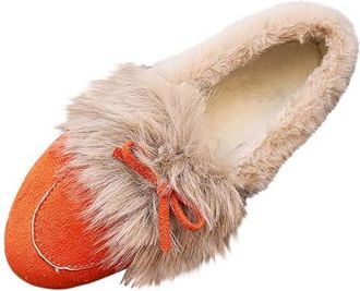 Generic Chaussures Femme Plates Bouche Peu Profonde Doublure Peluche Polaire Slip-on Mocassins Chaussures De Maison Semelle Antid&eacute;rapante Confortable D&eacute;contra