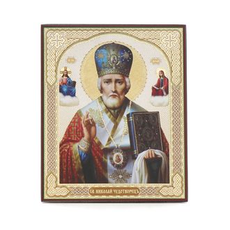 NKlaus Sankt Nikolaus von Myra Holz Ikone 10x12cm christlich orthodox, Segen 13913