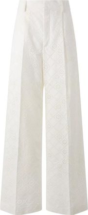 Alberta Ferretti Femme, Pantalons, Blanc, Taille: 36 FR Pantalon &agrave; oeillets