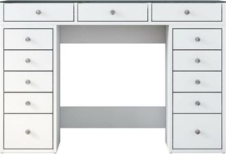 Dmora Commode Aldara, 13 tiroirs, ouverture coulissante, 44,5x120x79,8h cm blanc