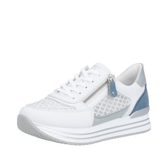 Remonte Plateausneaker REMONTE, Damen, Gr. 39, wei&szlig;, hellblau, Lederimitat, Textil, kontrastfarbene Details, Schuhe Plateausneaker, Freiezitschuh, Halbschuh, 