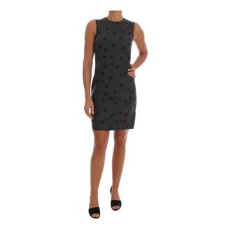 Dolce & Gabbana Graues Wollkleid mit Polka Dots und Sizilianischem Motiv - - Dresses - Damen - Grau - XS