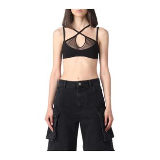 The Attico Mesh Crop Top - - Tops - Damen - Schwarzk - XS