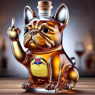 Generic Bouteilles De Whisky Amusantes De Bouledogue Fran&ccedil;ais 300 Ml, Carafe De Bouledogue Fran&ccedil;ais Avec Doigt Dhonneur 3d Avec 4 Styles Diff&eacute;rents, Cadeaux U